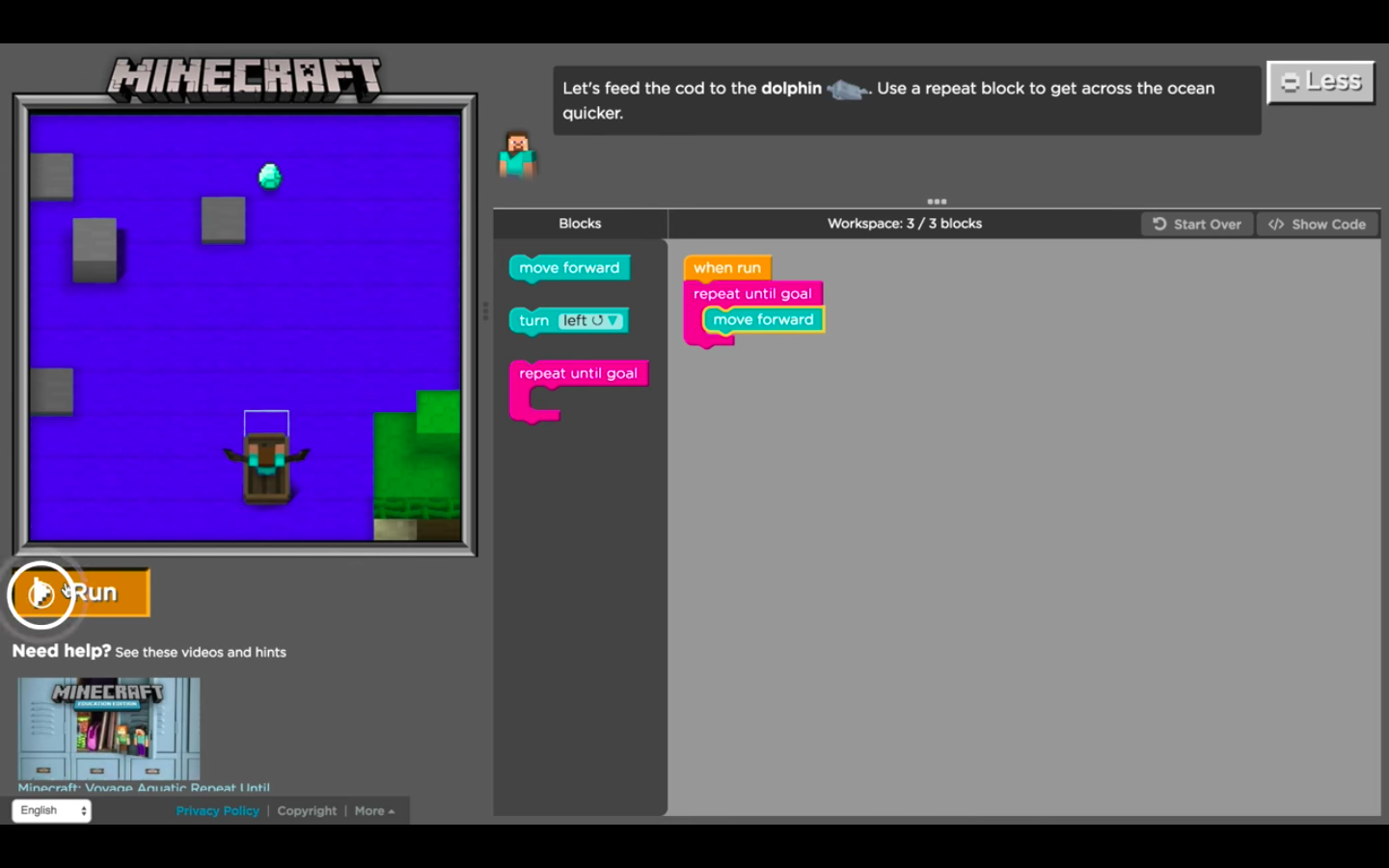 Conditionals in Minecraft: Voyage Aquatic #5 | Course E (2023) - Code ...